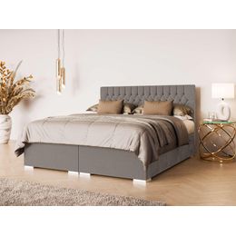 Polsterbett LEONIQUE "ALIY mit Matratze und Topper, in 3 Breiten (140, 160 und 180 cm)", braun, B:188cm H:122cm L:209cm, 100% Polyester, Betten, Boxspringbett mit Kopfteil, Bettkasten, Matratze (BFK/TFK) und Topper