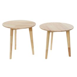Satz mit 2 Tischen DKD Home Decor Weiß natürlich Kautschukholz 50 x 50 x 49,5 cm