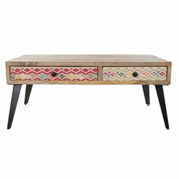 Beistelltisch DKD Home Decor 110 x 70 x 46 cm Schwarz Metall Braun Bunt Mango-Holz