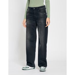 Weite Jeans Gang "94JUL", Damen, Gr. 30, N-Gr, schwarz (worn schwarz), Denim/Jeans, Obermaterial: 91% Baumwolle, 7% Polyester, 2% Elasthan, gerade lang, Jeans, Comfort Straight Fit