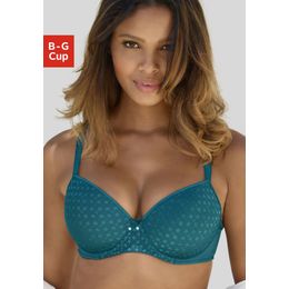 Schalen-BH Lascana, Damen, Gr. 100, Cup D, grün, Spitze, Obermaterial: 86% Polyamid, 14% Elasthan, Klassisch, BHs, mit Spitze über nahtlosen Cups, auf Formbügel, Dessous