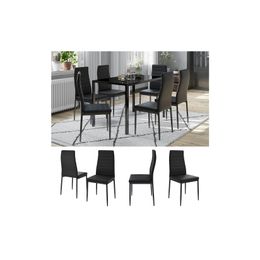 VICCO Esszimmerstuhl "Grand Metall" Schwarz, 42,5 x 96 x 48 cm, 6-teilig, Hochlehner, modern