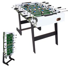 MCW Tischkicker Manchester, Kicker Kickertisch Tischfussball, klappbar 84x121x105 ~ wei&szlig;/gr&uuml;n Fu&szlig;ballmotiv