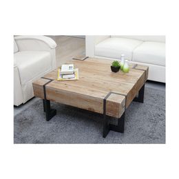 Couchtisch MCW-A15, Wohnzimmertisch, Tanne Holz rustikal massiv MVG-zertifiziert ~ naturfarben 60x60cm