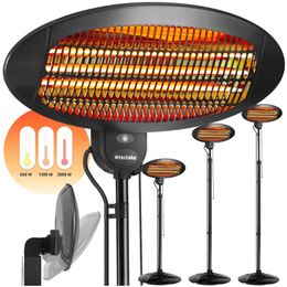 TecTake&reg; Infrarotheizstrahler, 3 Leistungsstufen, 650, 1300 und 2000 W, h&ouml;henverstellbar und neigbar, Wandmontage m&ouml;glich, 50 x 50 x 136 - 213 cm
