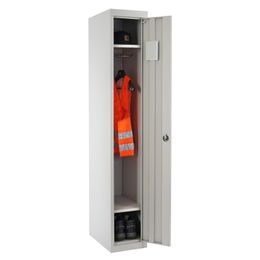 MCW Spind Preston T163, Garderobenschrank Kleiderspind Umkleideschrank, Metall 180x30x50cm nach ASR A4.1 ~ grau