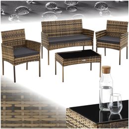 TecTake&reg; Rattan Gartenset, f&uuml;r 4 Personen, wetterfestes Rattangeflecht, Sofa 250 kg, je Sessel 120 kg