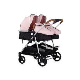 Chipolino Geschwisterkinderwagen Duo Smart klappbar umbaubar verstellbar Fu&szlig;sack pink