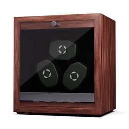 Klarstein Brienz 3 Uhrenbeweger, 3 Uhren, 4 Modi, Holz-Optik, blaue Innenbeleuchtung Walnuss