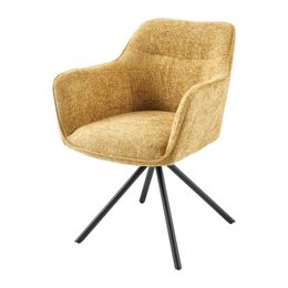 Riess Ambiente riess-ambiente Stuhl VERONA - senfgelb Strukturstoff mit Armlehne Metallbeine schwarz drehbar