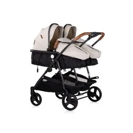 Chipolino Geschwisterkinderwagen Duo Smart klappbar umbaubar verstellbar Fu&szlig;sack creme