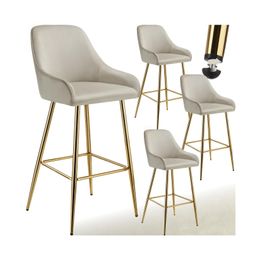 TecTake&reg; Barstuhl, in Samtoptik, gepolstert, schlanke, robuste Stahlbeine, 48,5 x 57 x 108 cm, Belastbarkeit 120 kg