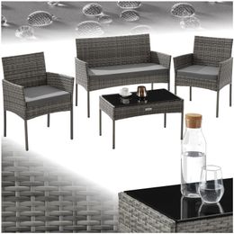 TecTake&reg; Rattan Gartenset, f&uuml;r 4 Personen, wetterfestes Rattangeflecht, Sofa 250 kg, je Sessel 120 kg