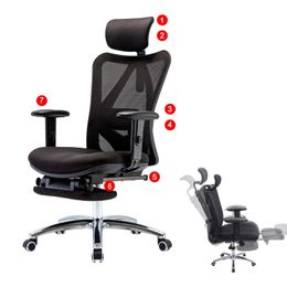 B&uuml;rostuhl MCW-J86, Schreibtischstuhl, ergonomisch, verstellbare Lordosenst&uuml;tze 150kg belastbar ~ mit Fu&szlig;st&uuml;tze, schwarz