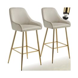 TecTake&reg; Barstuhl, in Samtoptik, gepolstert, schlanke, robuste Stahlbeine, 48,5 x 57 x 108 cm, Belastbarkeit 120 kg