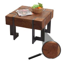 Couchtisch MCW-A15, Wohnzimmertisch, Tanne Holz rustikal massiv MVG-zertifiziert ~ braun 60x60cm