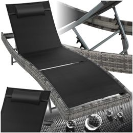 TecTake&reg; Rattan Sonnenliege, widerstandsf&auml;hig und UV-best&auml;ndig, 6-fach verstellbare R&uuml;ckenlehne, 69 x 211 x 41 - 94 cm