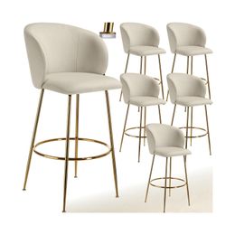 TecTake® Barstuhl, in Samtoptik, gepolstert, schlanke, robuste Stahlbeine, 51 x 60 x 106 cm, Belastbarkeit 120 kg