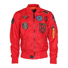 Bomberjacke Top Gun "TG2024001", Herren, Gr. 56XXL, rot, Oberstoff: 100% Nylon / Futter: 100% Polyester / Strick: 100% Polyester / Kragen: 100% Polyester, Jacken