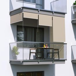 Außenrollo - Senkrechtmarkise | freihängend, 220x240 cm, creme | paramondo Balkonrollo
