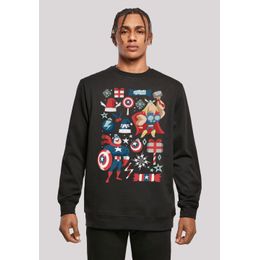 Kapuzenpullover F4NT4STIC "Marvel Thor und Captain America christmas", Damen, Gr. 5XL, schwarz, Obermaterial: 50% Baumwolle, 50% Polyester, relaxed fit, Rundhals, Pullover Kapuzenpullover, Print