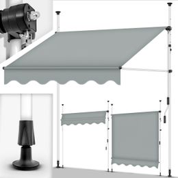 tillvex Balkonmarkise 250 cm Hellgrau Gelenkarm Markise Klemmmarkise Sonnenmarkise Balkon ohne Bohren