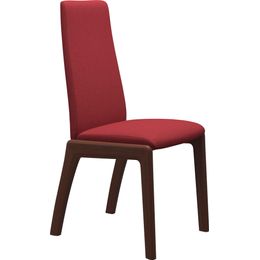 Polsterstuhl stressless "Laurel", rot (berry rot dinamica, walnuss), B:57cm H:92cm T:59cm, Microfaser DINAMICA (88% Polyester, 12% Polyurethan), Stühle, Low Back, Größe L, mit abgerundeten Beinen in Walnuss