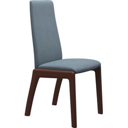 Polsterstuhl stressless "Laurel", blau (light blau dinamica, walnuss), B:57cm H:92cm T:59cm, Microfaser DINAMICA (88% Polyester, 12% Polyurethan), Stühle, Low Back, Größe L, mit abgerundeten Beinen in Walnuss