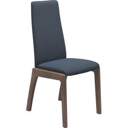 Polsterstuhl stressless "Laurel", blau (blau dinamica, walnuss), B:57cm H:92cm T:59cm, Microfaser DINAMICA (88% Polyester, 12% Polyurethan), Stühle, Low Back, Größe L, mit abgerundeten Beinen in Walnuss