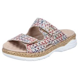 Rieker Pantolette Sommerschuh, Klettschuh, Hausschuh, Schlappen mit genopptem Fußbett multicolor 40 40 Pantolette mit buntem Druck und...