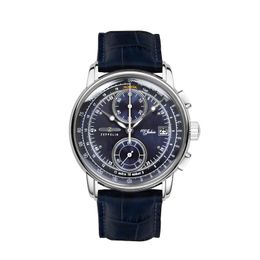 Zeppelin Chronograph »100 Jahre« Quarzuhr, Armbanduhr, Herrenuhr, Made in Germany, Lederarmband dunkelblau Klassischer Herrenchronograph