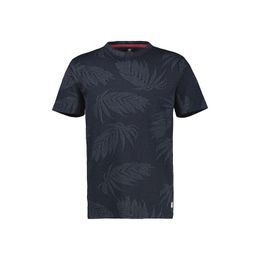 Lerros T-Shirt »Jacquard T-Shirt in Übergrößen« CLASSIC NAVY 5XL 5XL Tonales Blatt-Design