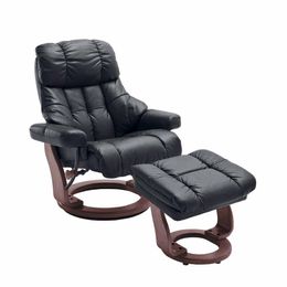 Pharao24.de Leder Relaxsessel in Braun mit Hocker (zweiteilig)