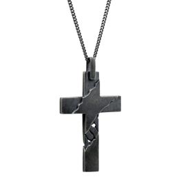 CAI Halskette 925 Sterling Silber oxidiert Kreuz