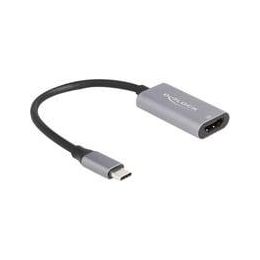 Delock USB Adapter, USB-C Stecker > HDMI Buchse 8K 30hz grau/schwarz, 15cm, HDR und HDCP