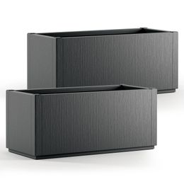 Casaria Blumentopf Ethica 2er-Set Anthrazit Kunststoff 80x36x36cm