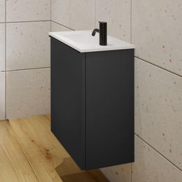 Burgbad Fiumo Mineralguss-Waschtisch mit Unterschrank 47 cm, mit 1 Tür, Anschlag links, mit Griff G0200