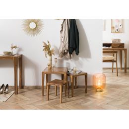 Beistelltisch 3er-Set Sheesham 50x50 / 40x40 / 31,5 x34 braun lackiert ANCONA #112