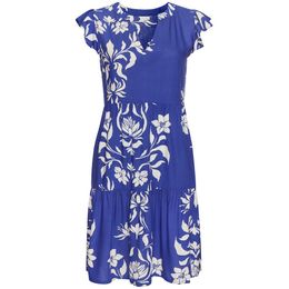 Lascana Kleid Damen Größe 44 creme / blau