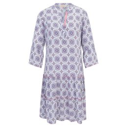 Cartoon Kleid Damen Größe 46 beige / hellblau / koralle / weiß Winterkleid