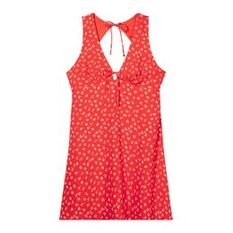 Bershka Kleid Damen Größe 36 knallrot / weiß Winterkleid
