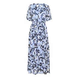 Kaffe Kleid Damen Größe 40 hellblau / schwarz / wollweiß Winterkleid