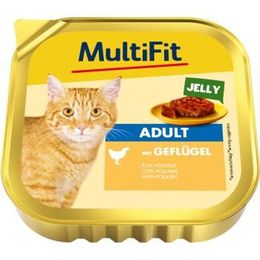 MultiFit Nassfutter Katze Adult, in Gelee, Gefl&uuml;gel 64x100 g