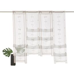 Weckbrodt-Gardinen Scheibengardine WECKBRODT "Selina" Gr. 3, braun (braun, champagner), B:122cm H:120cm, Voile, Polyester, Gardinen, Hochraff, Gardine, Voile, echte Stickerei, transparent, Store