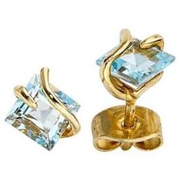 Paar Ohrstecker Jobo, gelb (gelbgold 375), Ohrringe, Damen, Gelbgold 375, 375 Gold mit Edeltopas