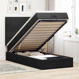 vidaXL Ottoman-Bett mit Matratzen Schwarz 100x200 cm Samt