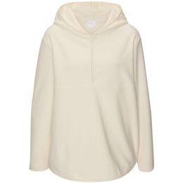 Hoodie Vivance, Damen, Gr. 36/38, beige (creme), Obermaterial: 100% Polyester, unifarben, bequem h&uuml;ftlang, abgesteppt, Sweatshirts Hoodie, mit Rei&szlig;verschluss