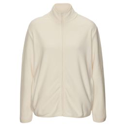 Sweatjacke Vivance, Damen, Gr. 32/34, beige (creme), Obermaterial: 100% Polyester, unifarben, bequem hüftbedeckend, Sweatjacken, mit Stehkragen und Eingrifftaschen