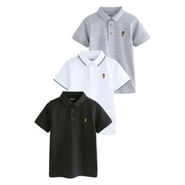 next Poloshirt Jungen Gr&ouml;&szlig;e 116 graumeliert / schwarz / wei&szlig;