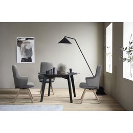Polsterstuhl stressless "Laurel", grau (dunkelgrau dinamica, eiche gekalkt), B:58cm H:105cm T:60cm, Microfaser DINAMICA (88% Polyester, 12% Polyurethan), Stühle, High Back mit Armlehne, Größe L, mit schräggestellten Beinen in Eiche